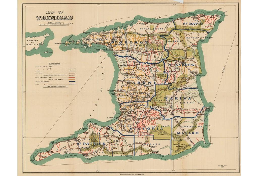 TRINIDAD (WEST INDIES): Map of Trinidad. - Daša Pahor
